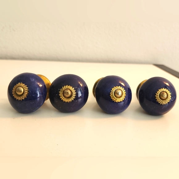unbranded | Accents | 4piece Pack Vintage Round Ceramic Door Knobs Drawer Pulls Gold Accents ...